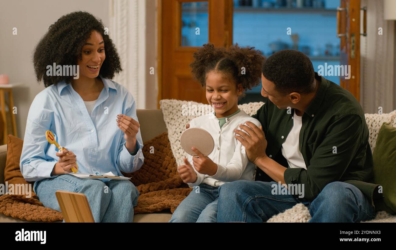 African American speech therapist mother father parents family child ...