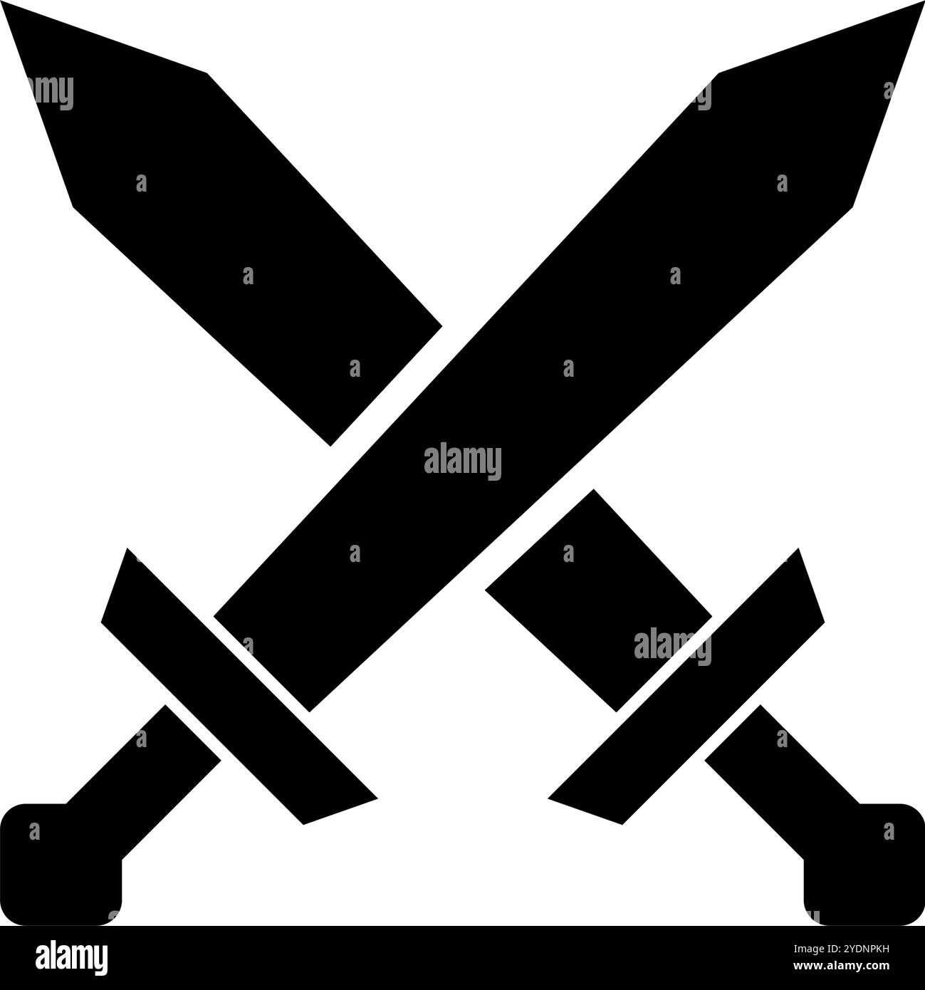 Battle silhouette icon. Crossed swords silhouette icon. Duel. Editable ...