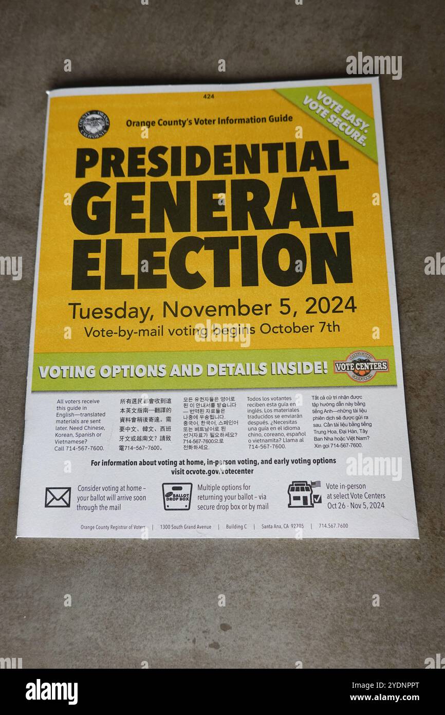 2024 USA Presidential general election sample ballot and voter ...