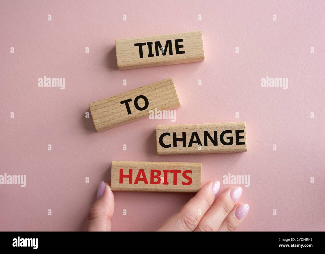 Time to Change Habits symbol. Wooden blocks with words Time to Change ...