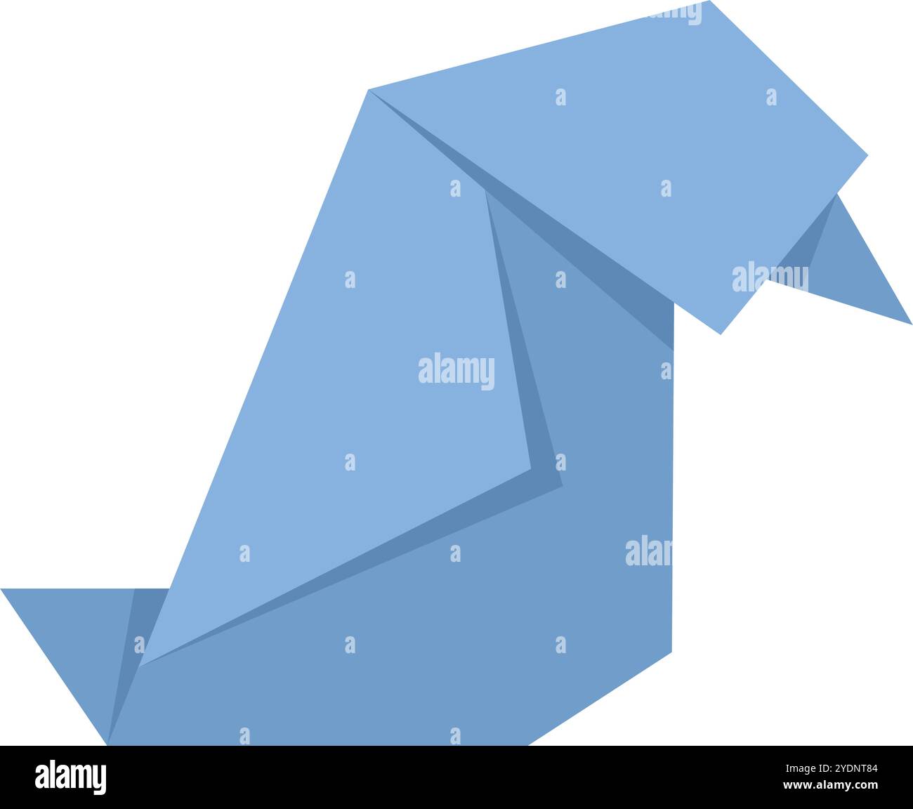 Simple blue origami bird folded from paper, isolated on white ...