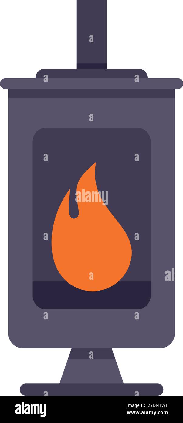 This modern stove is burning with bright orange flames inside Stock ...