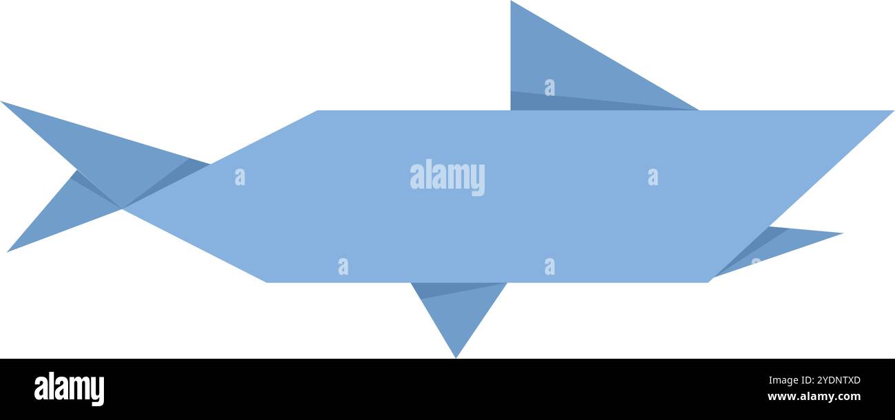 Simple blue origami fish is swimming toward the left of the frame ...