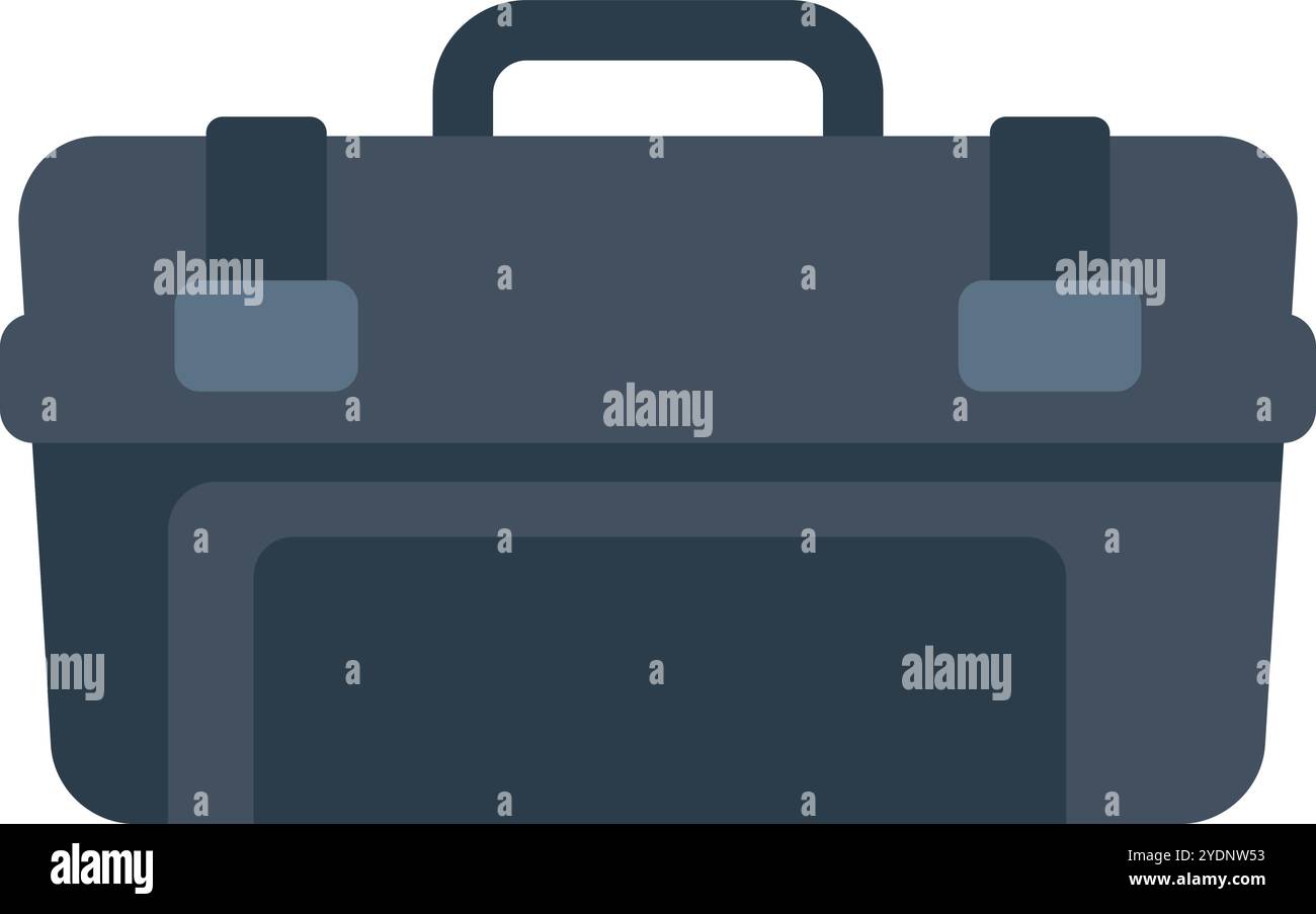 Closed, empty, professional toolbox, with handle, latches, for ...