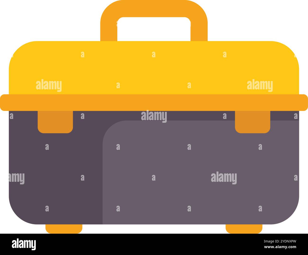 Yellow and gray toolbox is standing closed, ready for a handyman to use ...