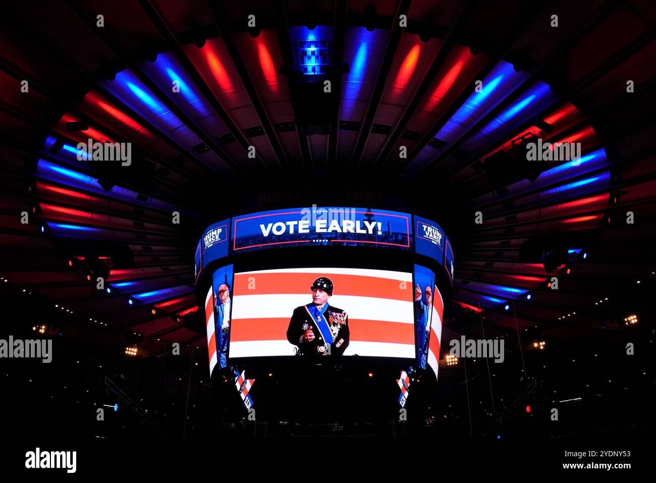 A scene from the movie "Patton" plays before Republican presidential ...