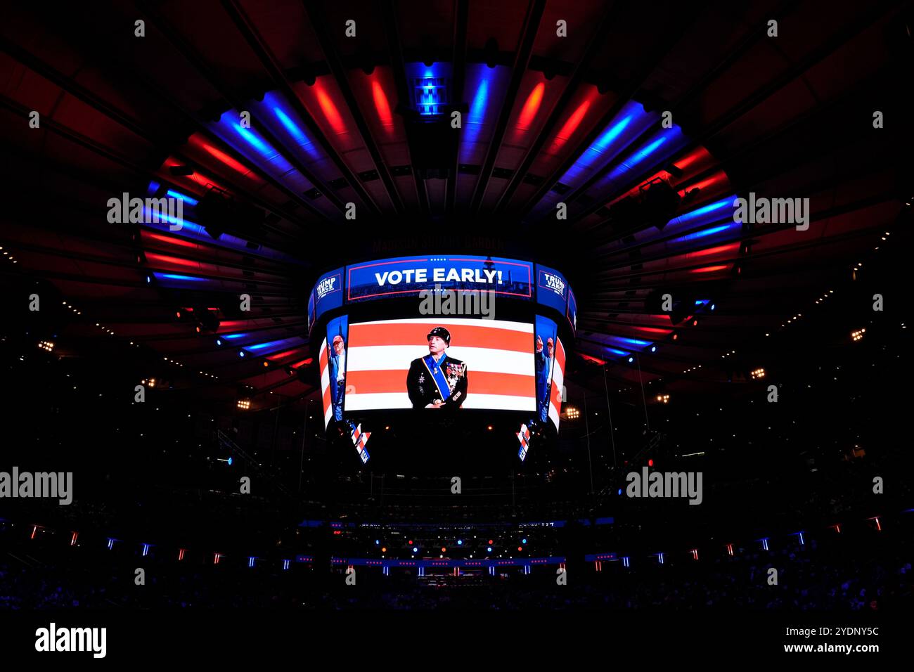 A scene from the movie "Patton" plays before Republican presidential ...