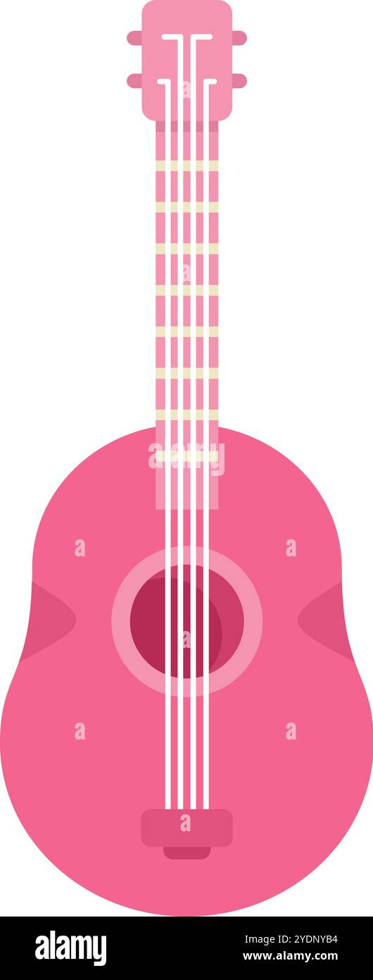 Pink acoustic guitar, a string instrument standing up, music icon in ...