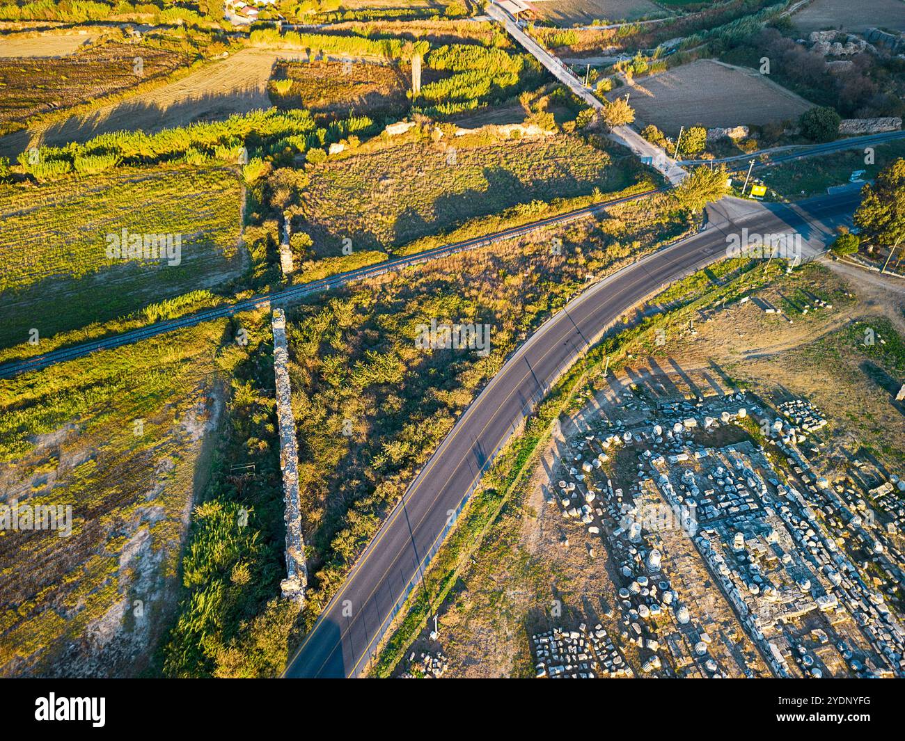 Aerial view of Magnesia Ancient City ruins on Maeander, an ancient ...
