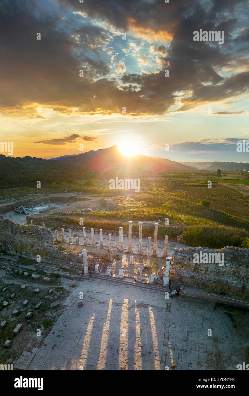 Aerial view of Magnesia Ancient City ruins on Maeander, an ancient ...