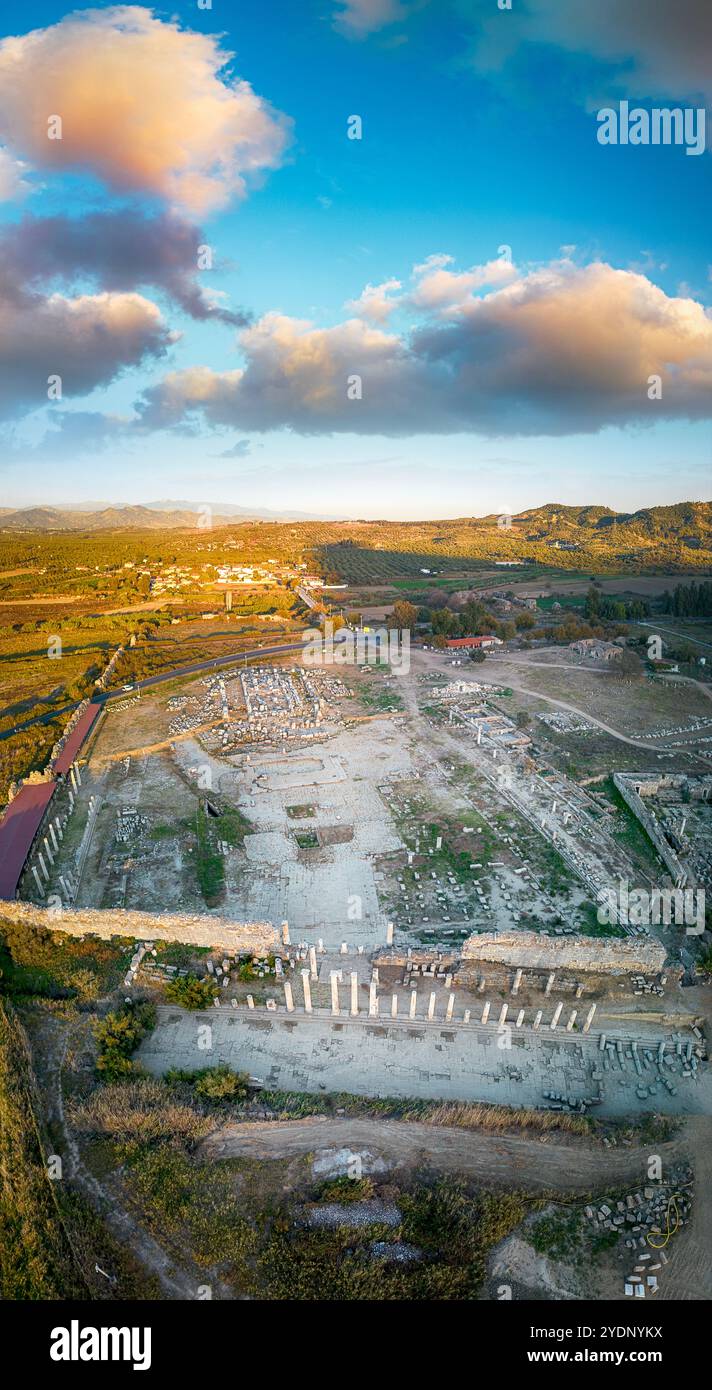 Aerial view of Magnesia Ancient City ruins on Maeander, an ancient ...