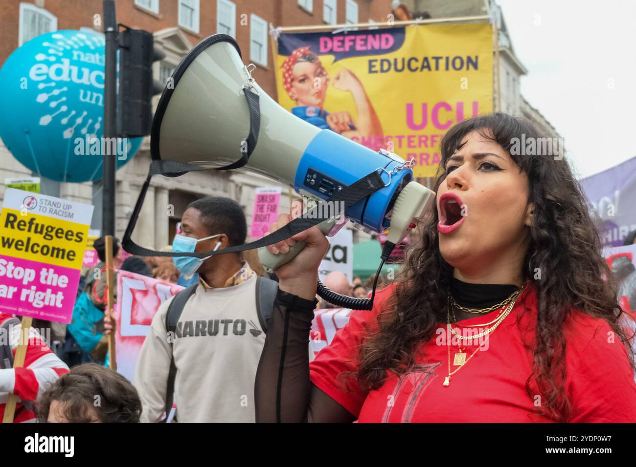 A Stand up to Racism march reaches Whitehall. The demonstration was ...
