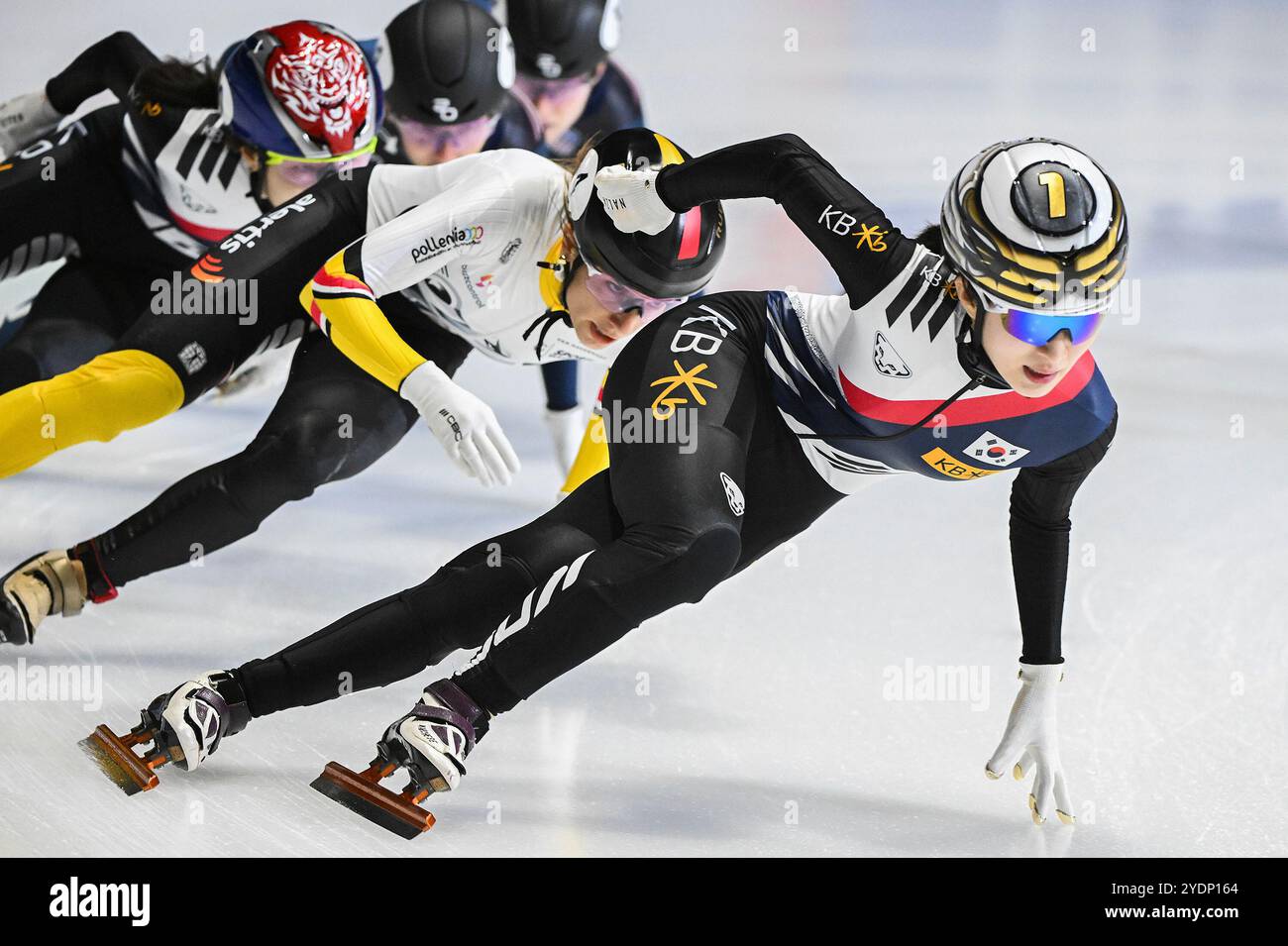 Kim Gilli (1) of South Korea skates to a first place finish during the ...