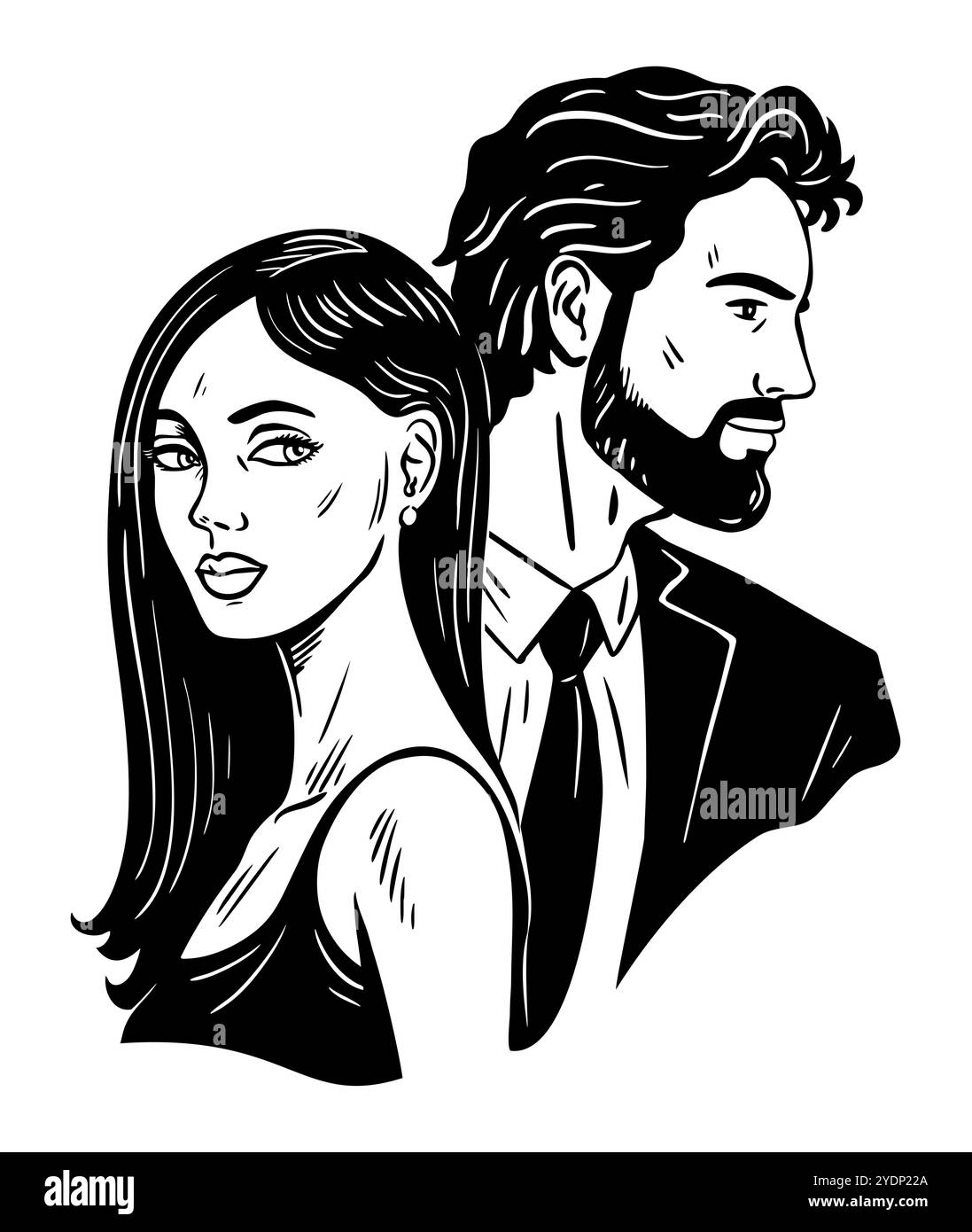 Beautiful couple of spy agents. Young elegant woman and man. Police ...