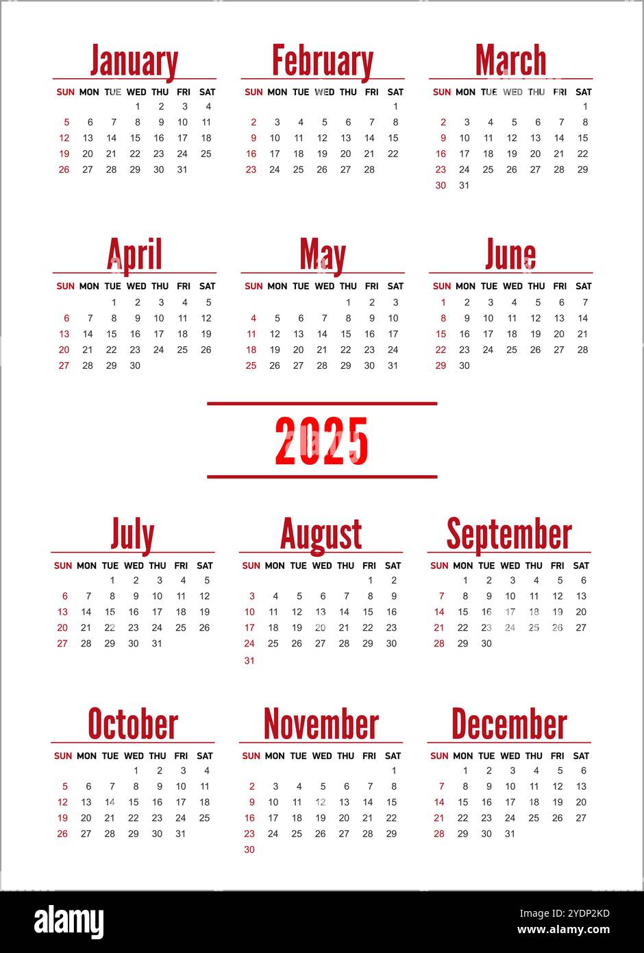 2025 calendar calender layout hi-res stock photography and images - Alamy
