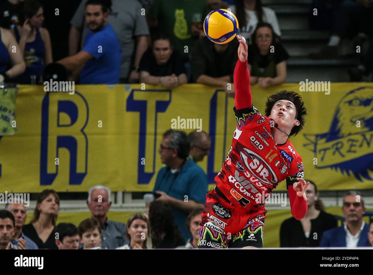 Serve by Yuki Ishikawa - Sir Susa Vim Perugia during Itas Trentino vs Sir Susa Vim Perugia ...