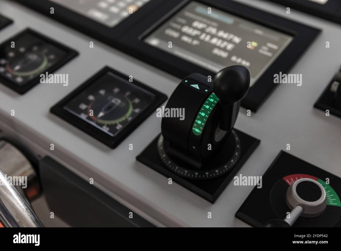 Azimuth thruster control levers, equipment of a tug boat control panel ...
