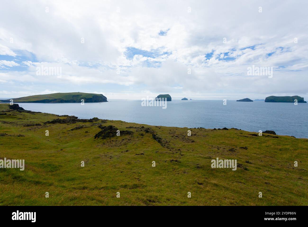 Vestmannaeyjar island beach view with Surtsey island in background ...