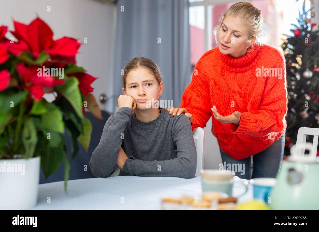 Teenage girl ignoring her mother before Christmas Stock Photo - Alamy