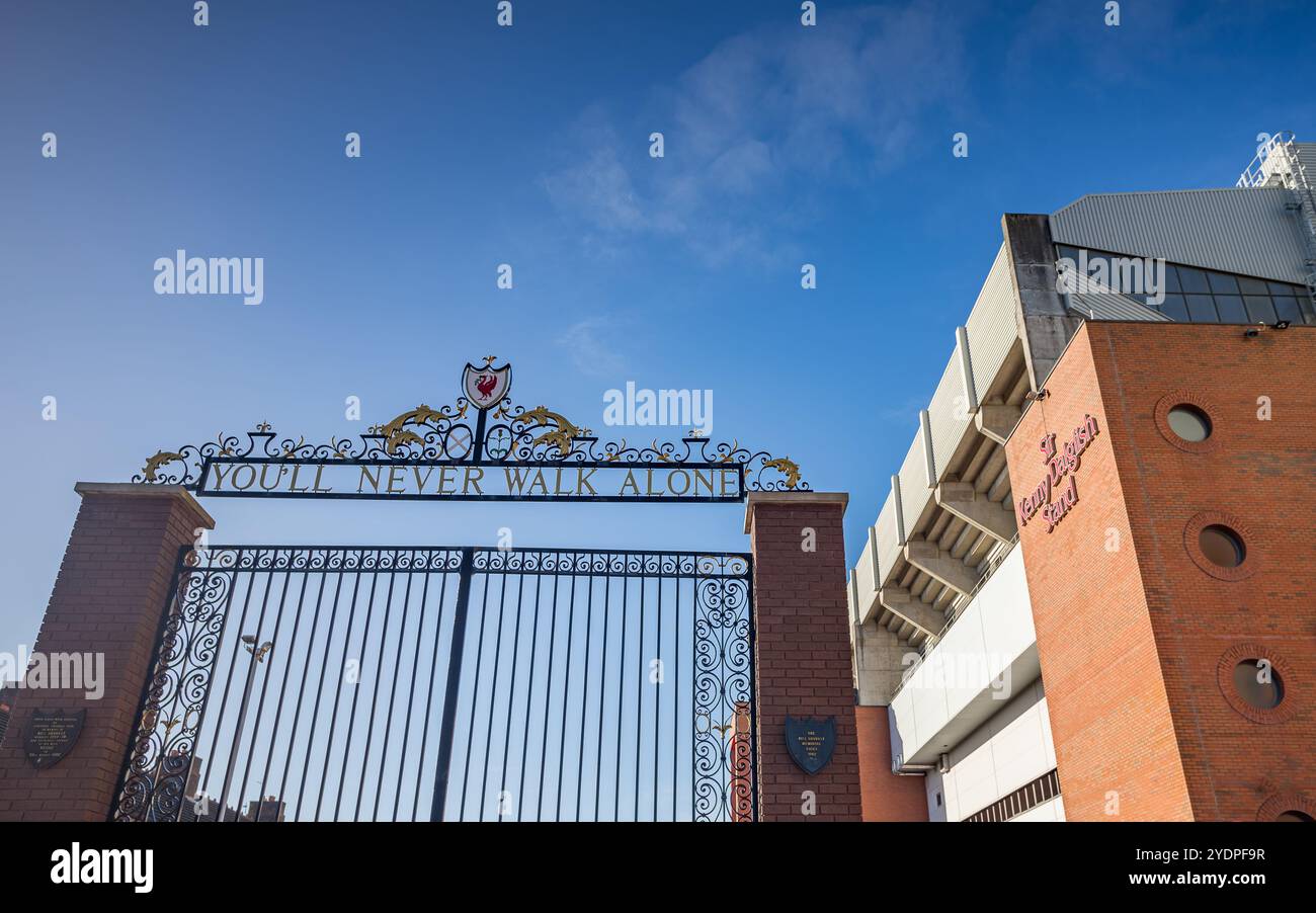 Shankly Gates seen beside the Sir Kenny Dalglish stand of Anfield ...