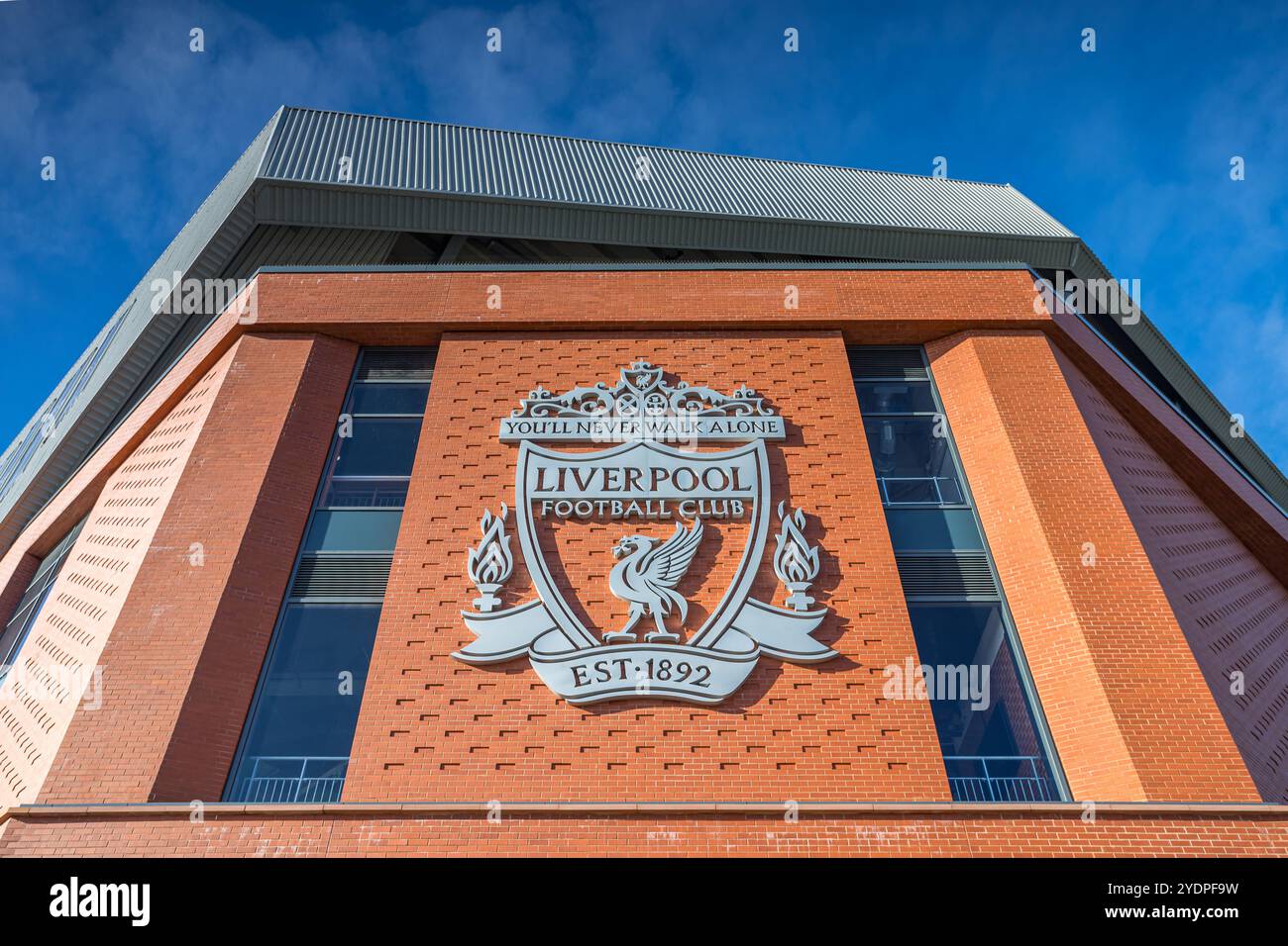 Looking up at the massive Liverpool FC crest as it proudly occupies the ...