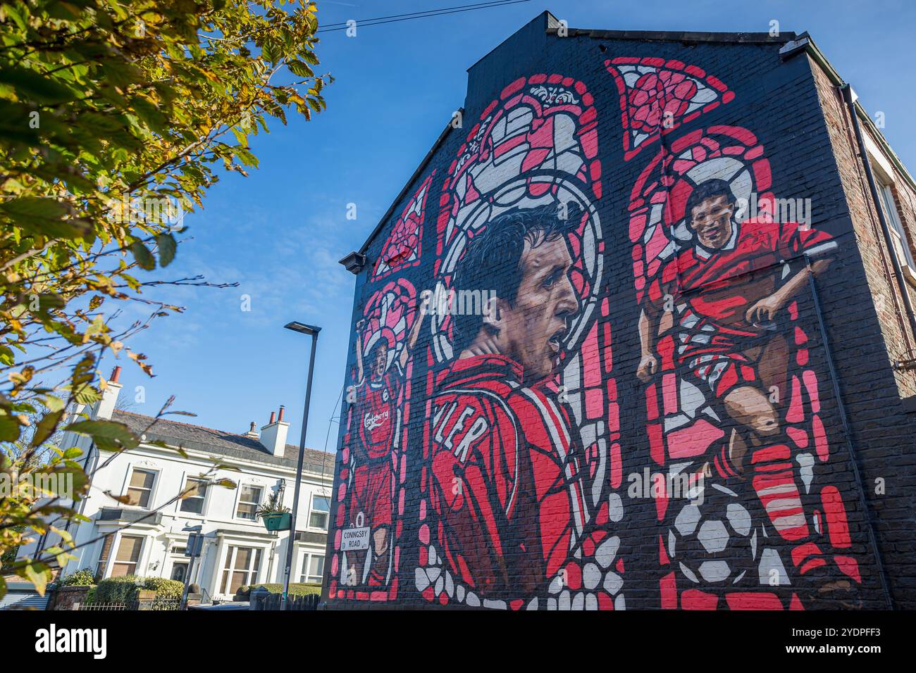 A mural of former Liverpool FC striker Robbie Fowler pictured on a ...