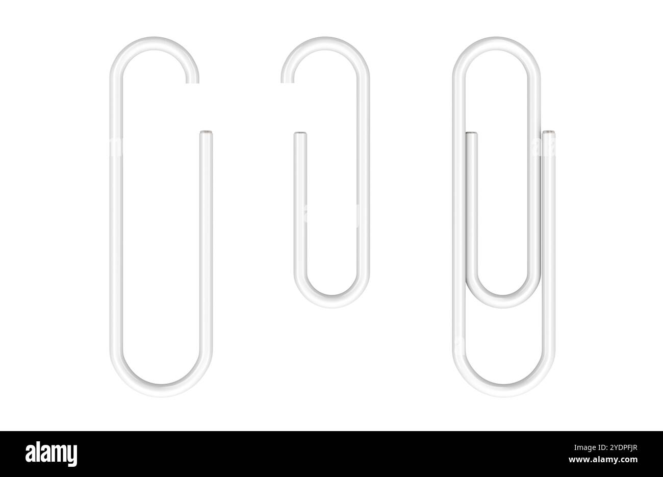 White Paper Clips with PVC Coated on the sheet, 3D rendering isolated ...