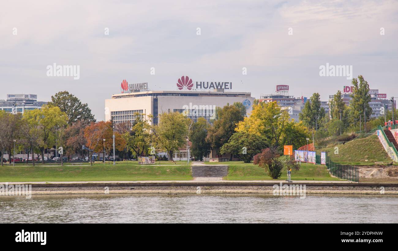 Huawei Technologies Co. Ltd. office headquarters building in Belgrade ...