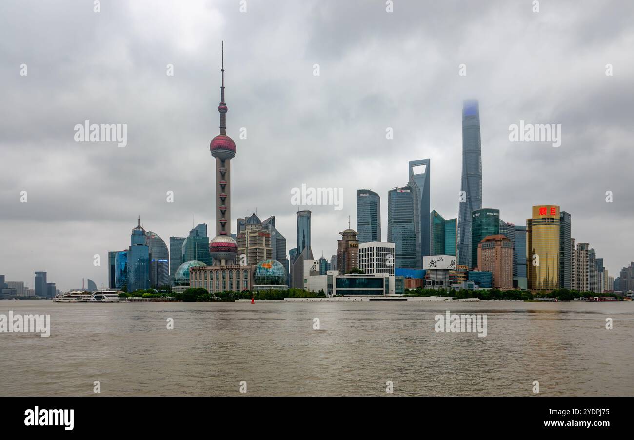 Shanghai city skyline over the Yangtze Stock Photo - Alamy