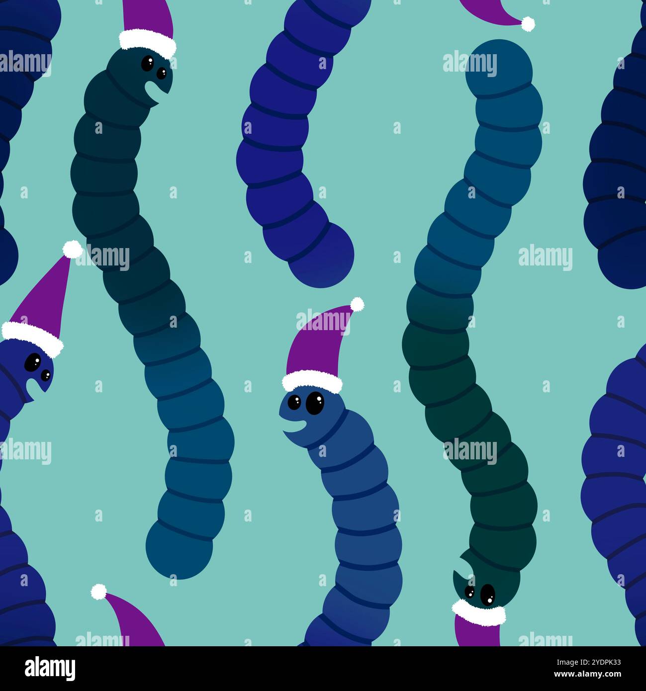 Christmas animals seamless worms and Santa hat pattern for wrapping ...