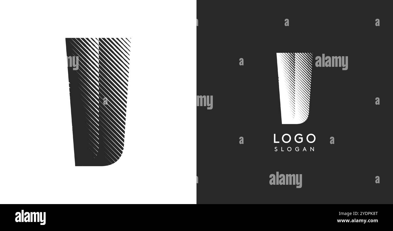 V vector letter. Sharp contrast monogram strike diagonal hatching for ...
