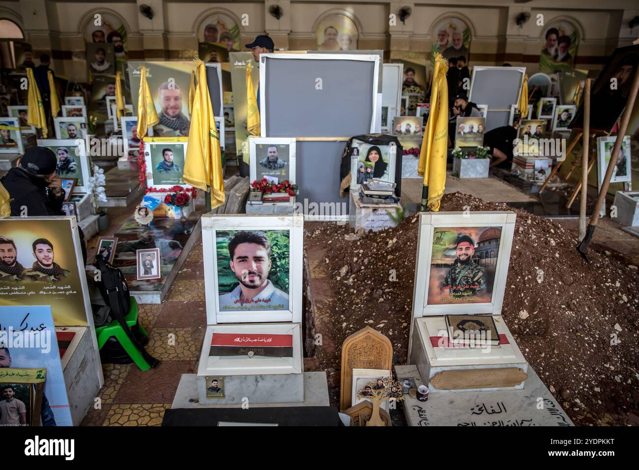 October 27, 2024, Beirut, Lebanon: Mourners visit graves at the Rawdat ...