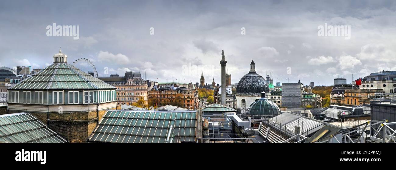 An unusual rooftop panorama of London including the roofs and ...