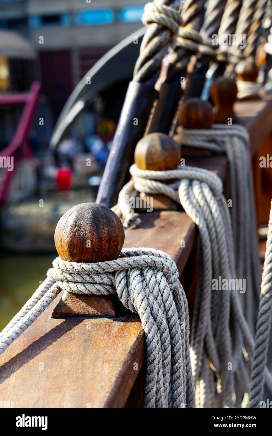 Ropes at the forecastle of El Galeón Andalucía 16th 17th century trade ...