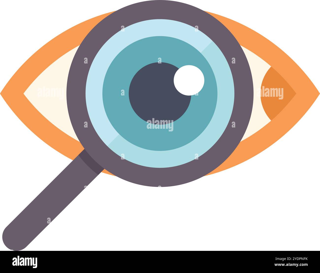 Magnifying glass examining human eye concept icon in flat style Stock ...