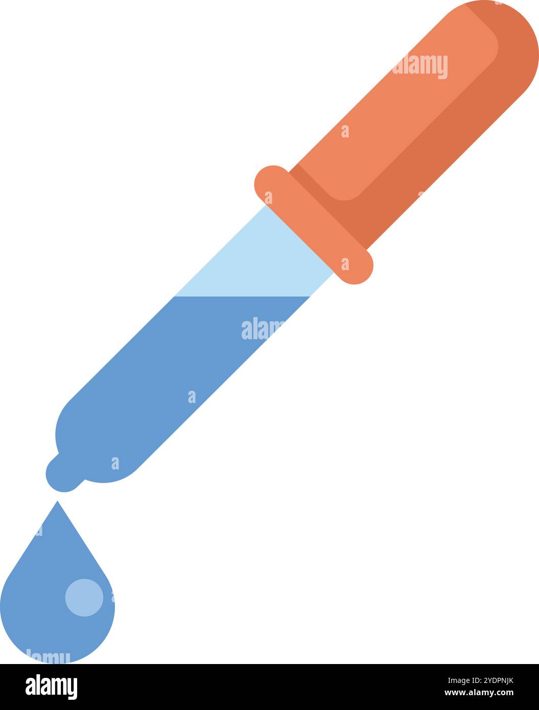 Chemical dropper is dispensing blue liquid and creating a drop ...