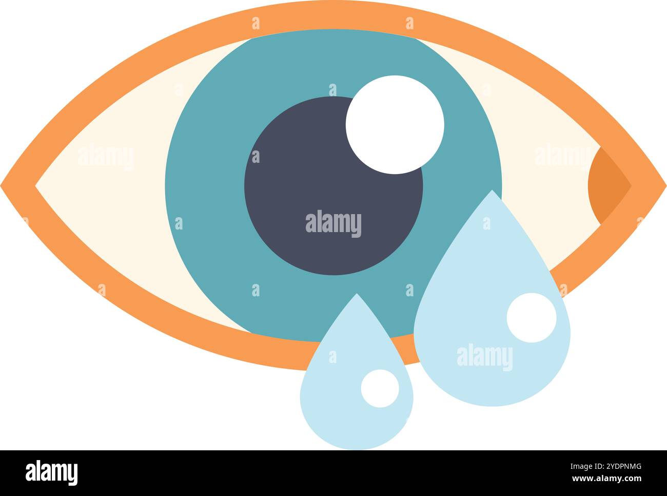 Blue human eye with falling teardrops expressing sadness and sorrow ...
