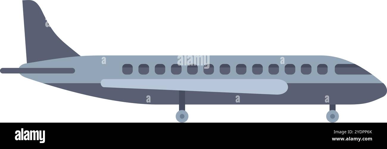 Big commercial airplane taking off, side view, isolated on white ...