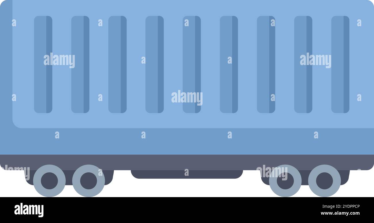 Simple flat icon illustration of a cargo train waggon carrying an intermodal container Stock ...