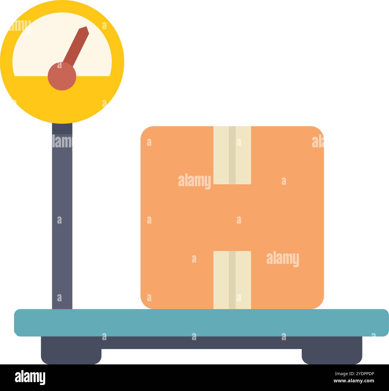 Industrial weighing scale measuring the weight of a cardboard box ...