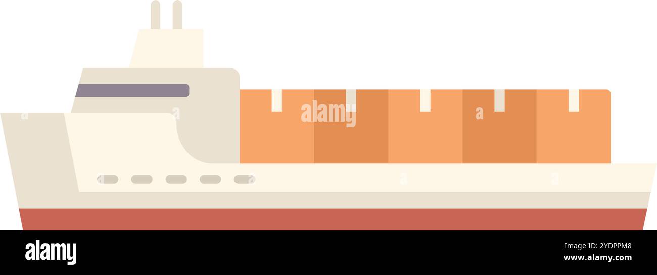 Simple vector illustration of a cargo ship carrying freight containers ...