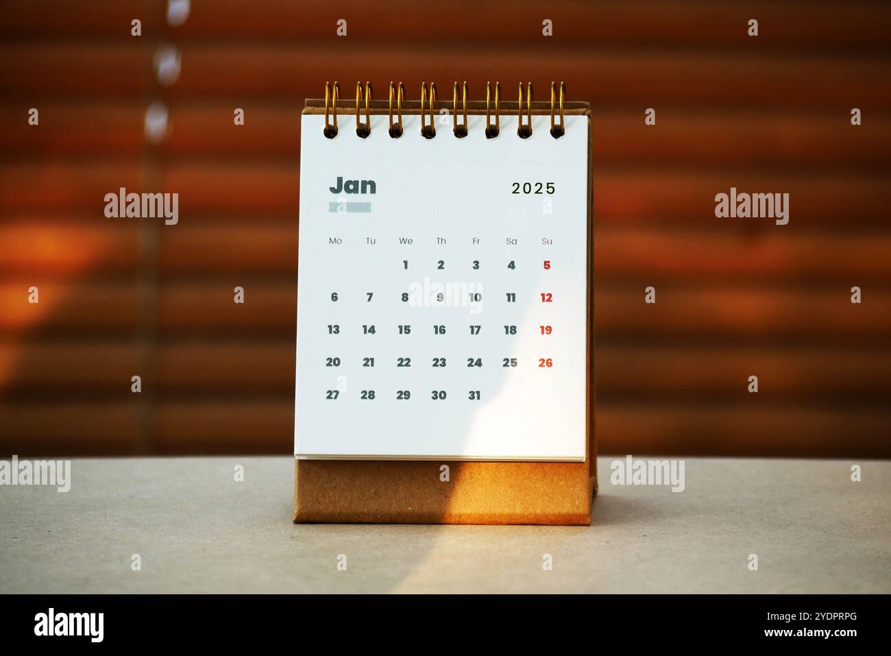 January desk calendar 2025 on the table with blur background Stock ...