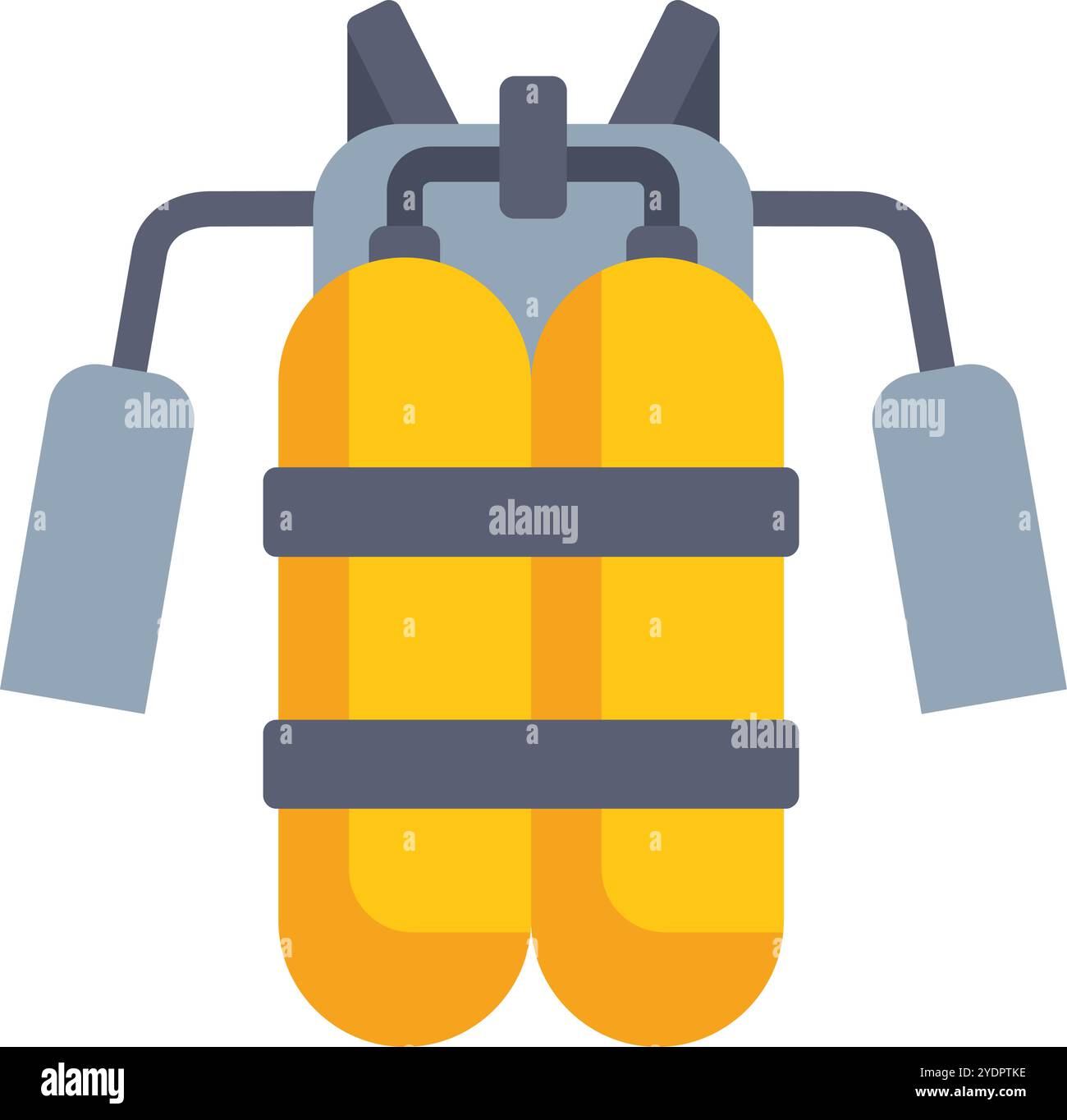 Scuba diving equipment with two yellow oxygen tanks and a regulator ...