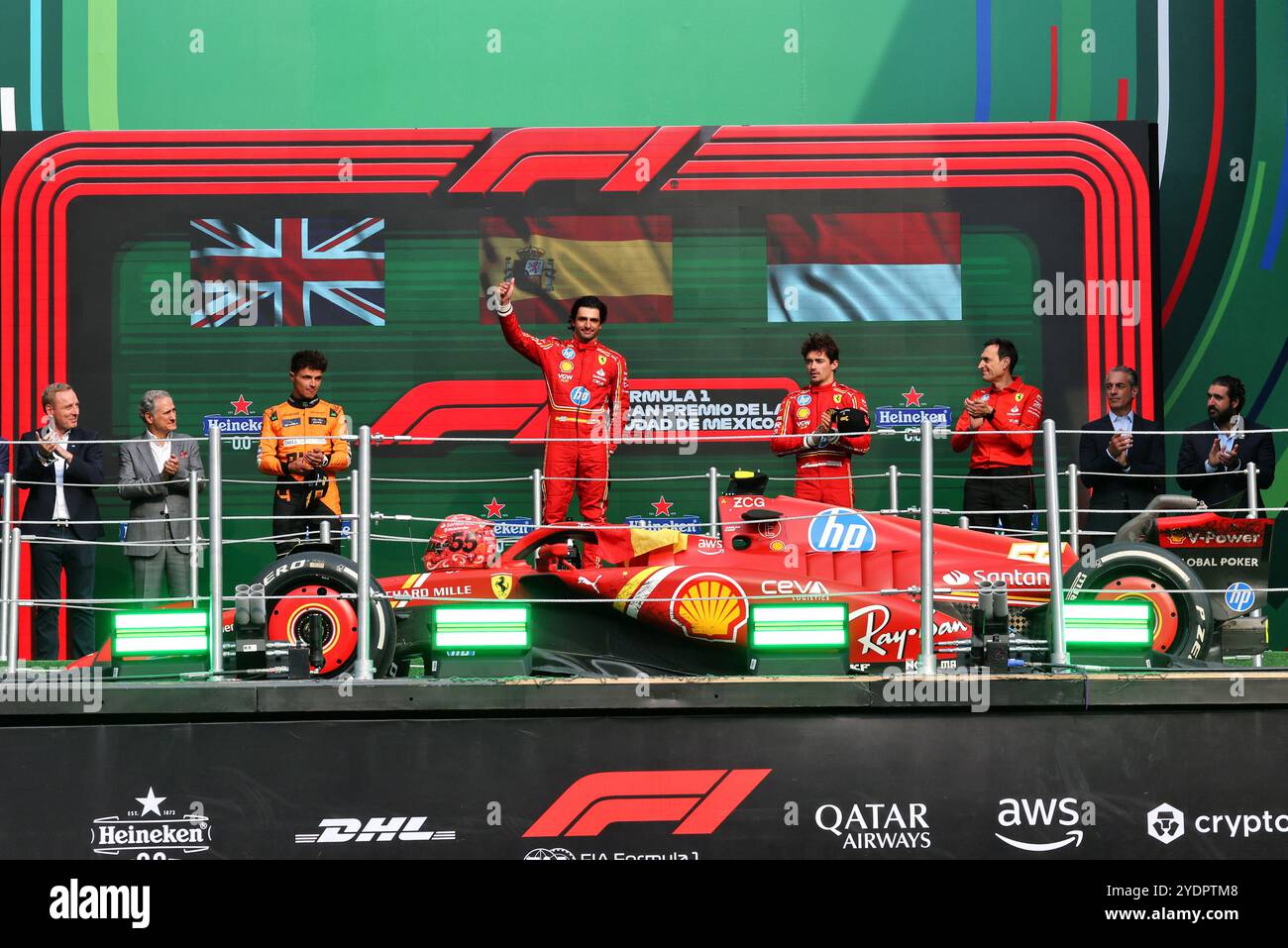 Mexico City, Mexico. 27th Oct, 2024. The podium (L to R): Lando Norris ...