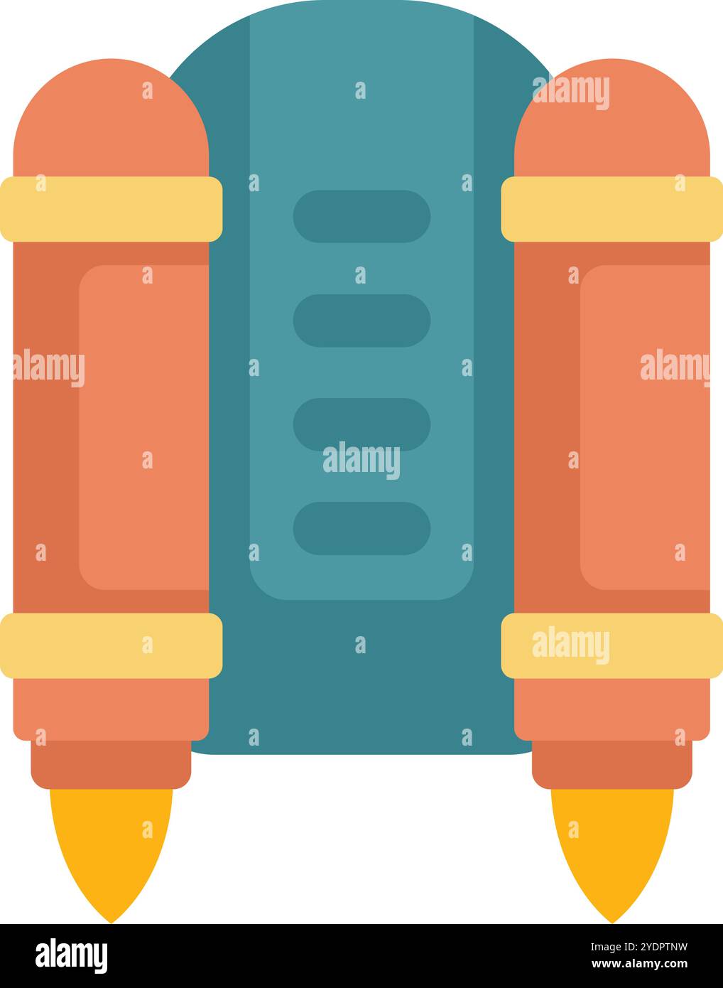 Cartoon jetpack launching up with two burning turbines, isolated vector ...