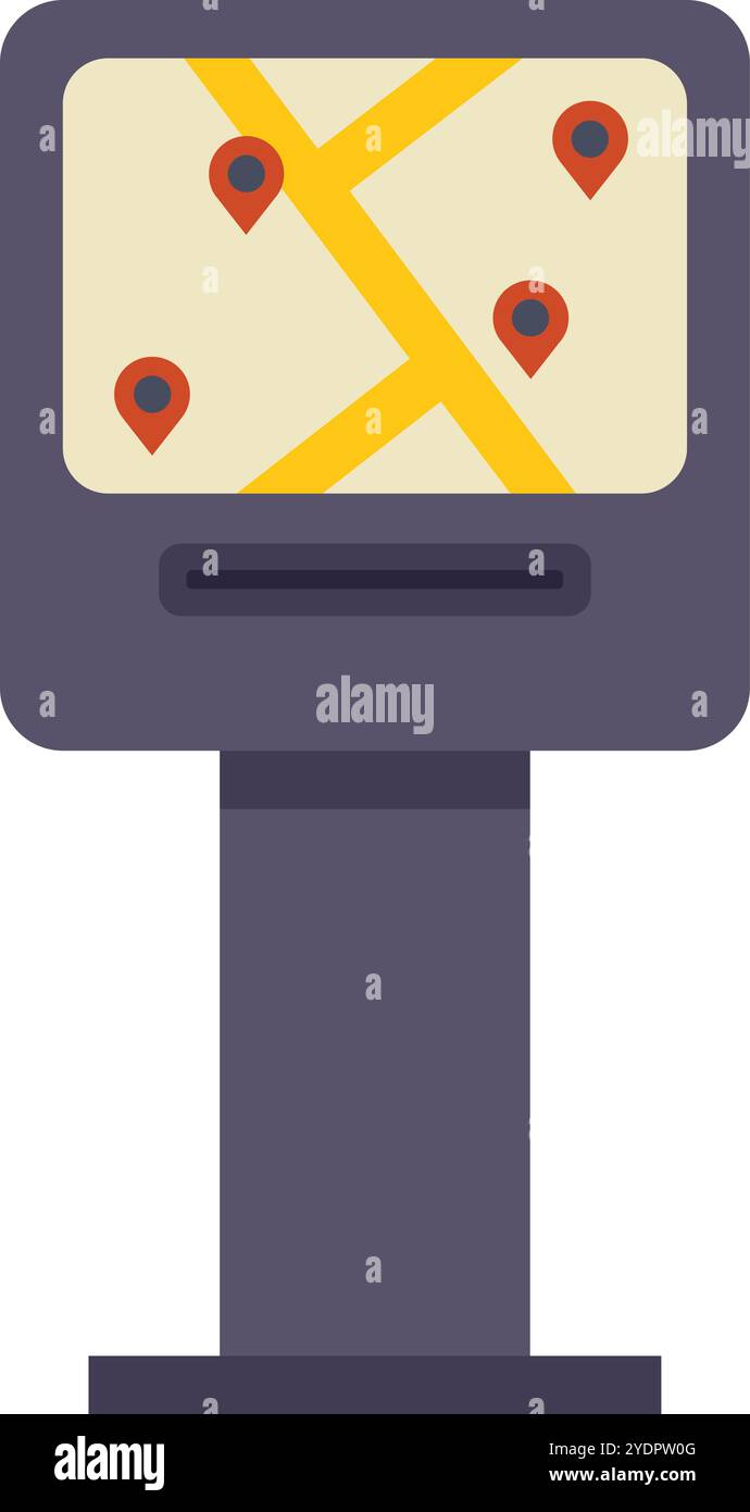 Gps terminal showing location map with marked route points for tourist ...