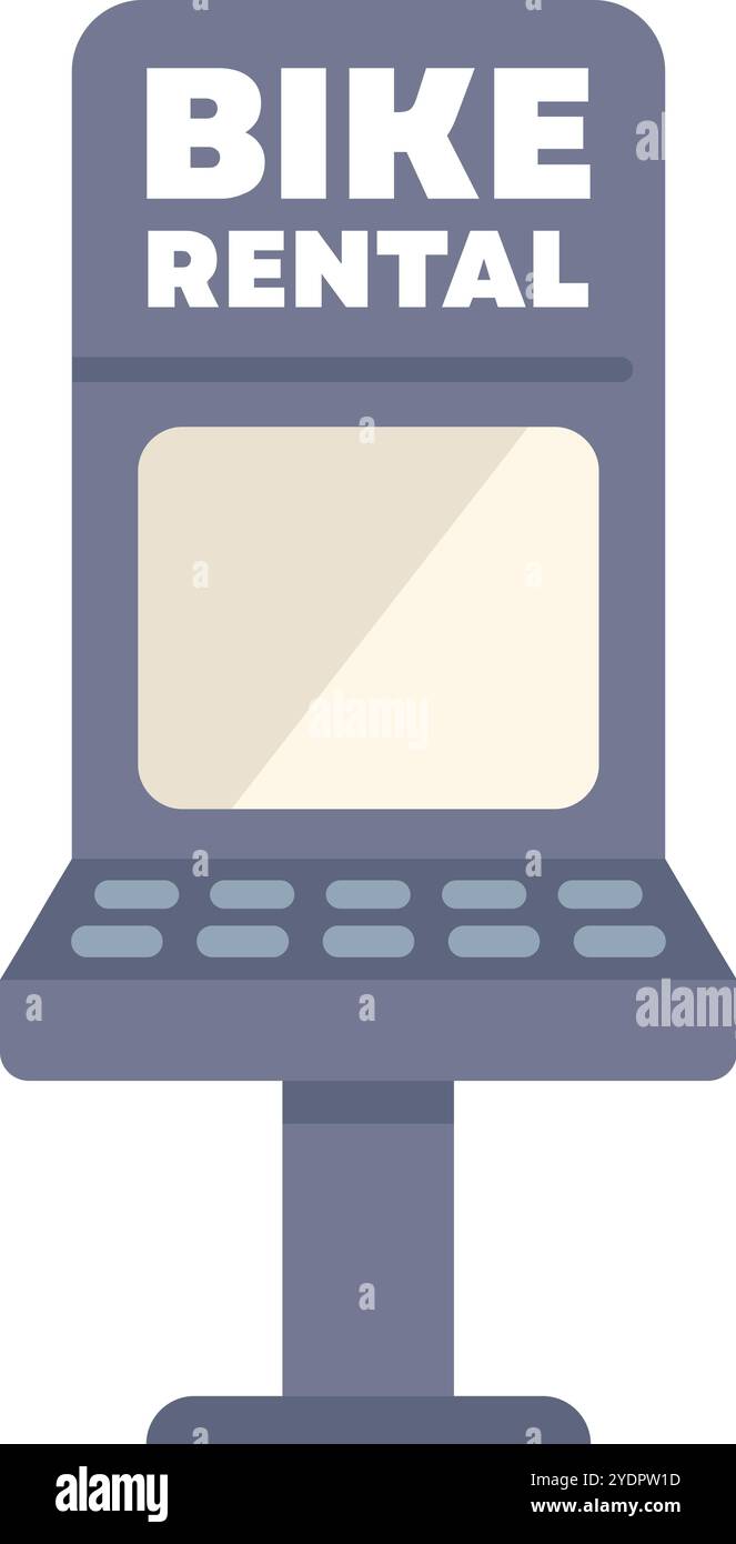 Modern bike rental stand with a digital screen displaying an empty ...