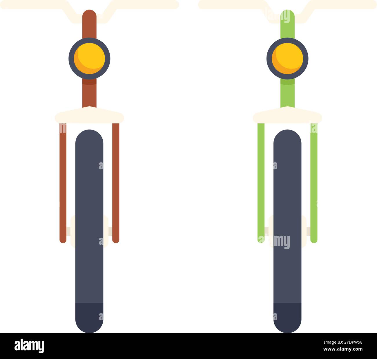Illustration featuring the front view of two bicycles with handlebars ...