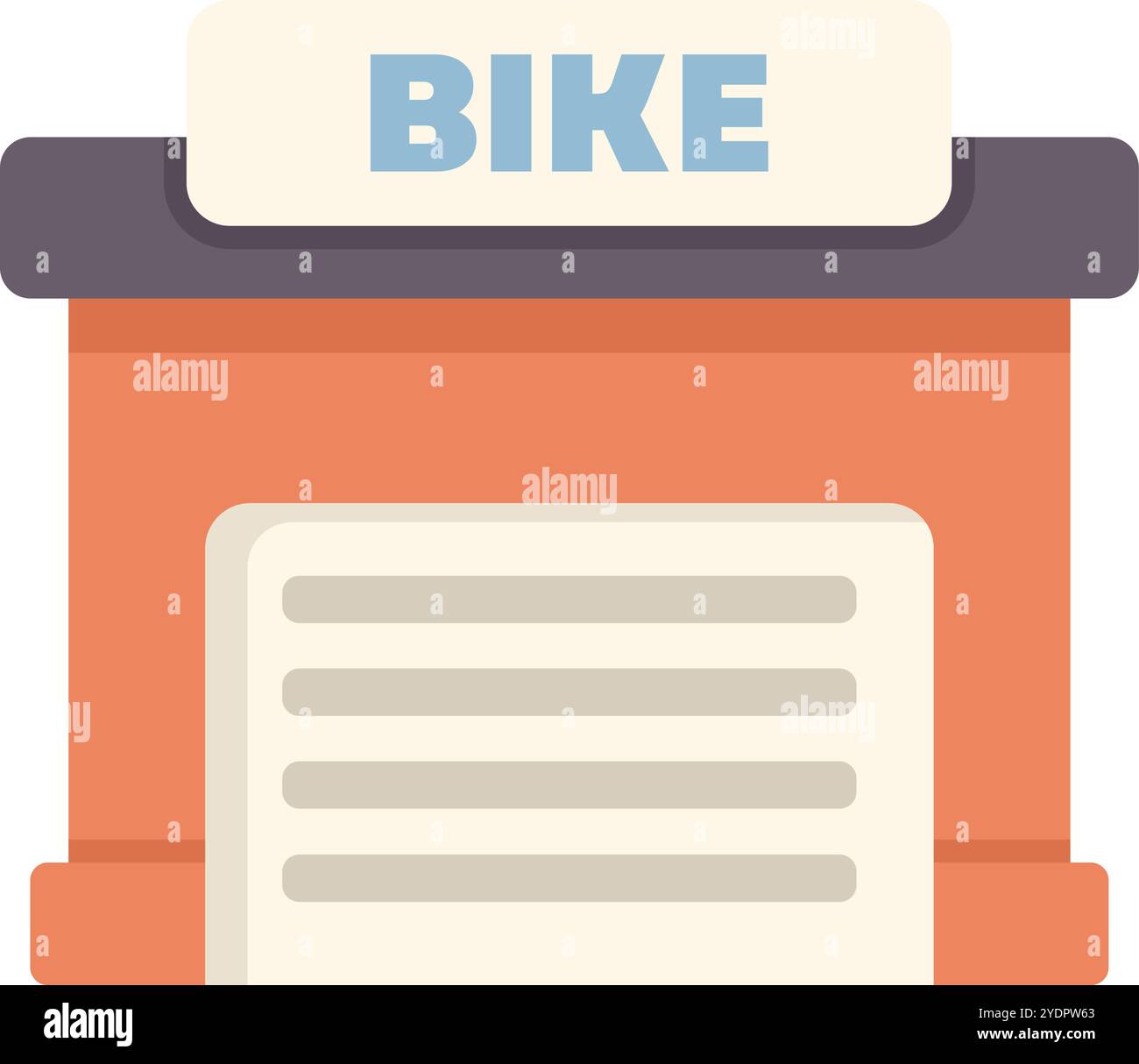 Simple vector illustration of a bike shop building facade with closed ...