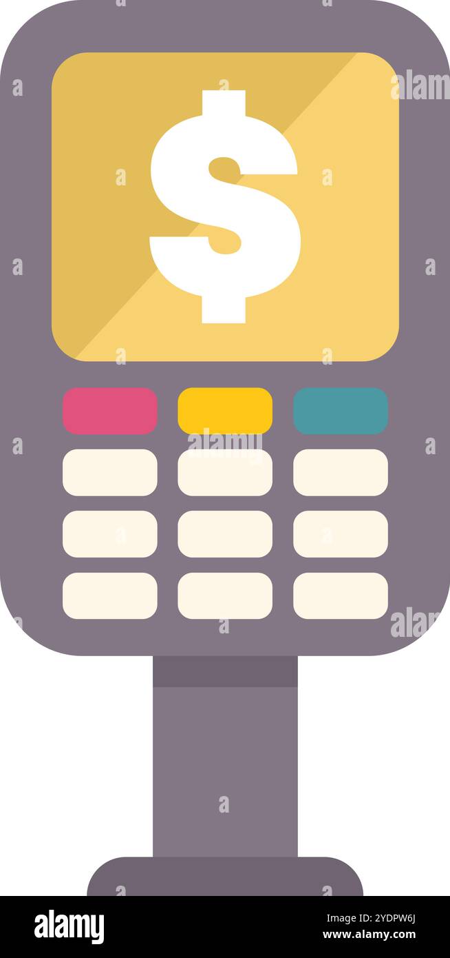 Stylized pos terminal showing dollar sign on its screen, for ...